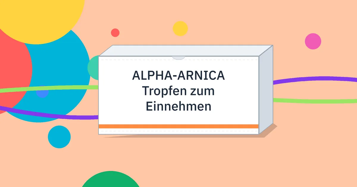 Symbolbild: Packung mit der Aufschrift ALPHA-ARNICA Tropfen zum Einnehmen (PZN 02068539) – Verfügbarkeit und Bezug in Apotheken in Frankfurt am Main