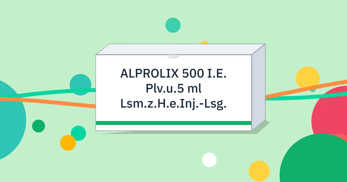 Symbolbild: Packung mit der Aufschrift ALPROLIX 500 I.E. Plv.u.5 ml Lsm.z.H.e.Inj.-Lsg. (PZN 11711106) – Verfügbarkeit und Bezug in Apotheken in Frankfurt am Main