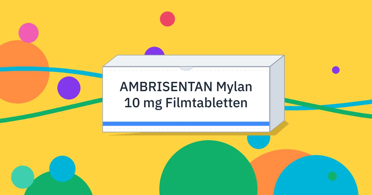 Symbolbild: Packung mit der Aufschrift AMBRISENTAN Mylan 10 mg Filmtabletten (PZN 16042259) – Verfügbarkeit und Bezug in Apotheken in Frankfurt am Main