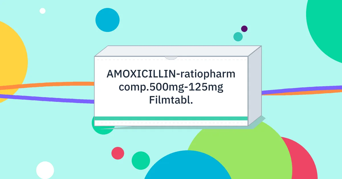 Symbolbild: Packung mit der Aufschrift AMOXICILLIN-ratiopharm comp.500mg-125mg Filmtabl. (PZN 01627511) – Verfügbarkeit und Bezug in Apotheken in Frankfurt am Main