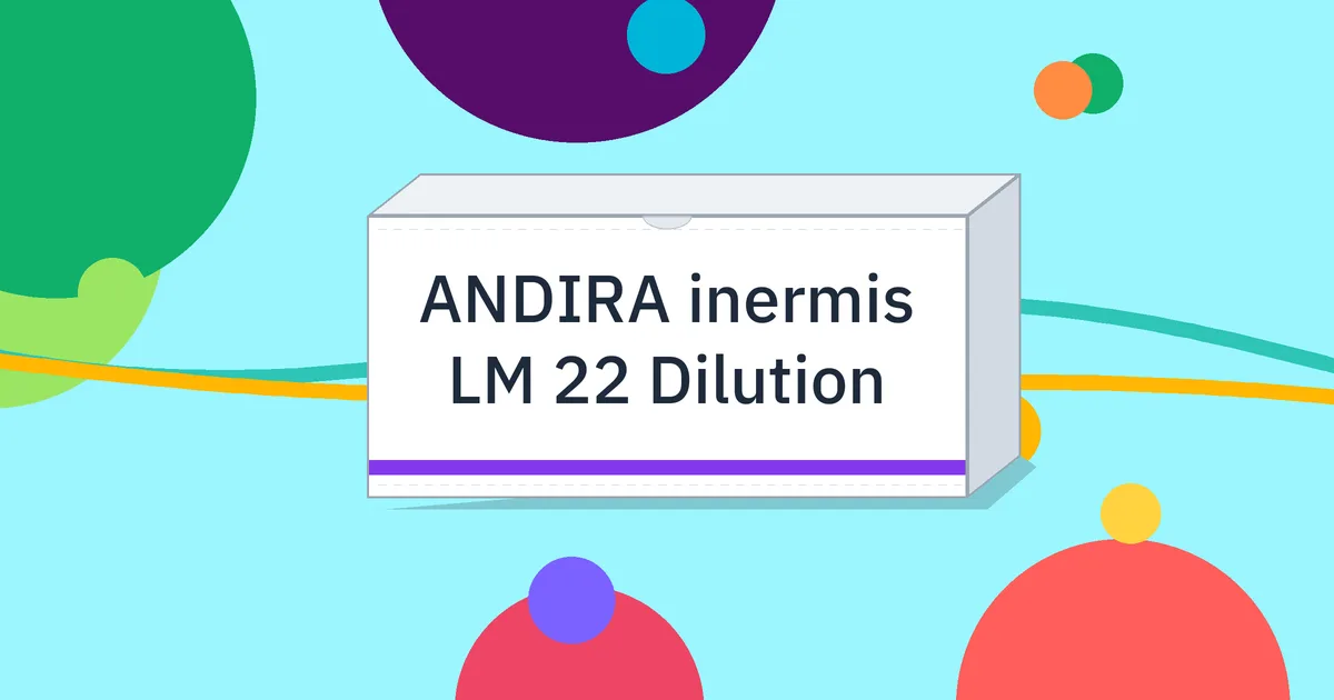 Symbolbild: Packung mit der Aufschrift ANDIRA inermis LM 22 Dilution (PZN 13329380) – Verfügbarkeit und Bezug in Apotheken in Frankfurt am Main