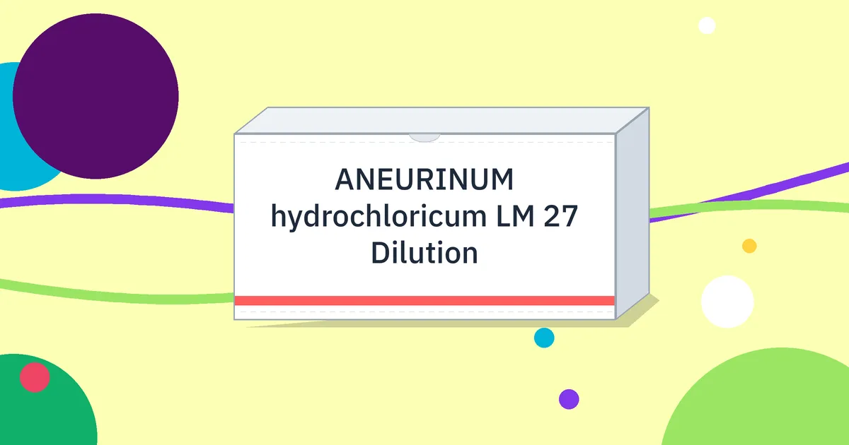 Symbolbild: Packung mit der Aufschrift ANEURINUM hydrochloricum LM 27 Dilution (PZN 13367699) – Verfügbarkeit und Bezug in Apotheken in Frankfurt am Main