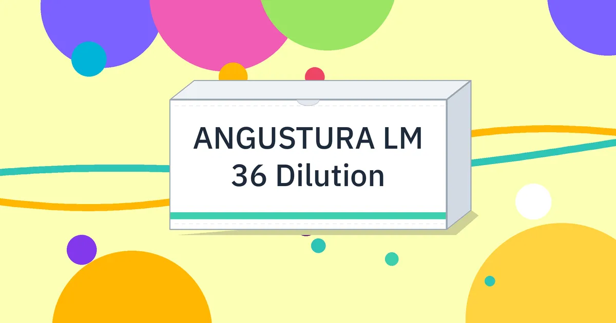 Symbolbild: Packung mit der Aufschrift ANGUSTURA LM 36 Dilution (PZN 13368670) – Verfügbarkeit und Bezug in Apotheken in Frankfurt am Main