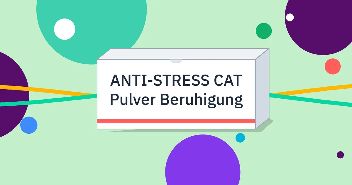 Symbolbild: Packung mit der Aufschrift ANTI-STRESS CAT Pulver Beruhigung (PZN 18753177) – Verfügbarkeit und Bezug in Apotheken in Frankfurt am Main