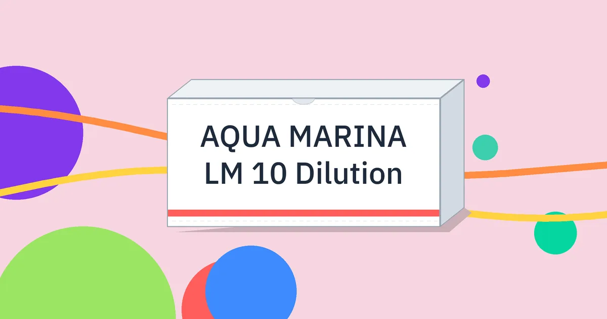 Symbolbild: Packung mit der Aufschrift AQUA MARINA LM 10 Dilution (PZN 12765498) – Verfügbarkeit und Bezug in Apotheken in Frankfurt am Main