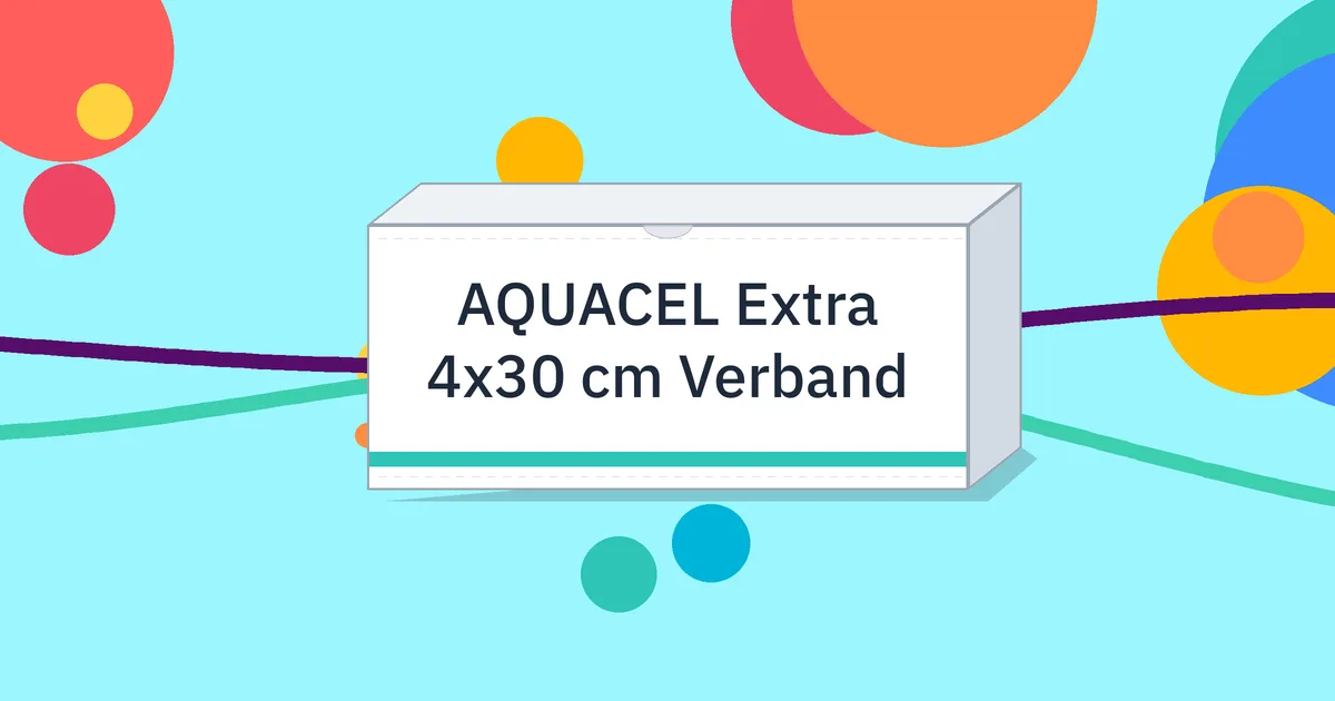 Symbolbild: Packung mit der Aufschrift AQUACEL Extra 4x30 cm Verband (PZN 11159666) – Verfügbarkeit und Bezug in Apotheken in Frankfurt am Main