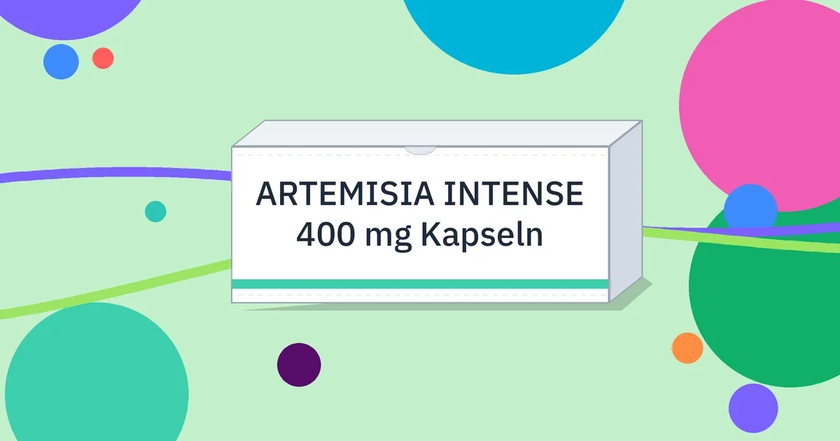 Symbolbild: Packung mit der Aufschrift ARTEMISIA INTENSE 400 mg Kapseln (PZN 18423818) – Verfügbarkeit und Bezug in Apotheken in Frankfurt am Main