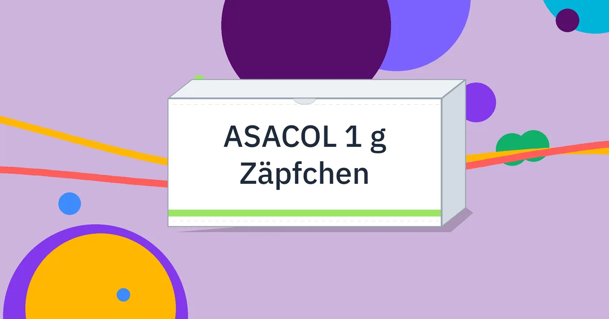 Symbolbild: Packung mit der Aufschrift ASACOL 1 g Zäpfchen (PZN 17259038) – Verfügbarkeit und Bezug in Apotheken in Frankfurt am Main