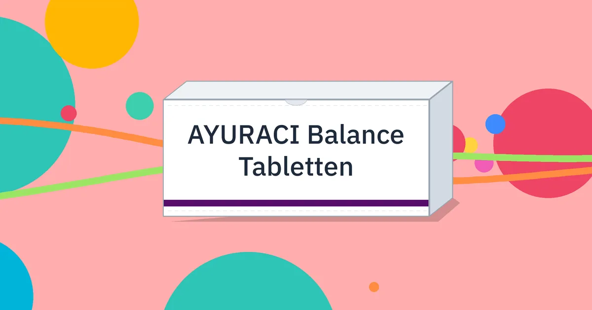 Symbolbild: Packung mit der Aufschrift AYURACI Balance Tabletten (PZN 15399769) – Verfügbarkeit und Bezug in Apotheken in Frankfurt am Main