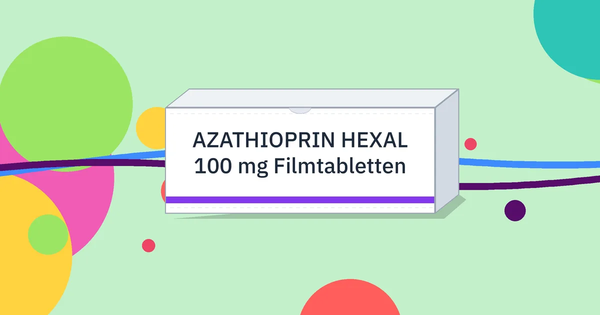 Symbolbild: Packung mit der Aufschrift AZATHIOPRIN HEXAL 100 mg Filmtabletten (PZN 07504436) – Verfügbarkeit und Bezug in Apotheken in Frankfurt am Main