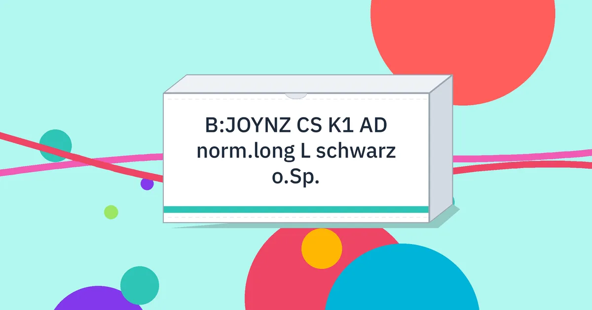 Symbolbild: Packung mit der Aufschrift B:JOYNZ CS K1 AD norm.long L schwarz o.Sp. (PZN 20524828) – Verfügbarkeit und Bezug in Apotheken in Frankfurt am Main