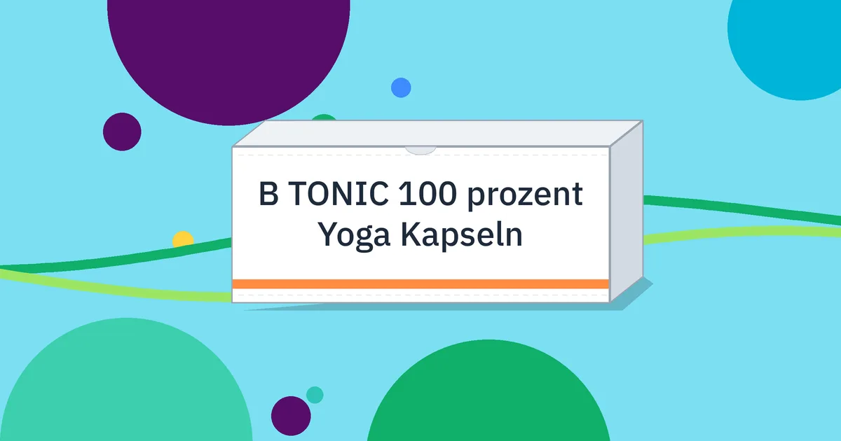 Symbolbild: Packung mit der Aufschrift B TONIC 100 prozent Yoga Kapseln (PZN 17244479) – Verfügbarkeit und Bezug in Apotheken in Frankfurt am Main