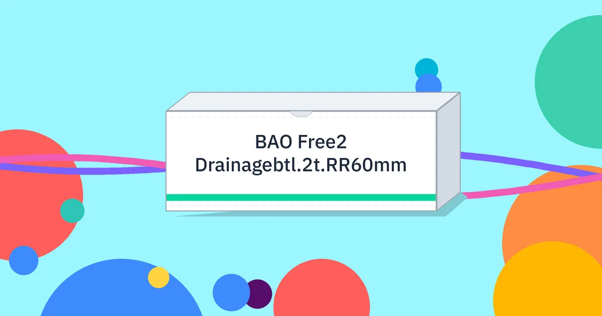 Symbolbild: Packung mit der Aufschrift BAO Free2 Drainagebtl.2t.RR60mm (PZN 16574051) – Verfügbarkeit und Bezug in Apotheken in Frankfurt am Main