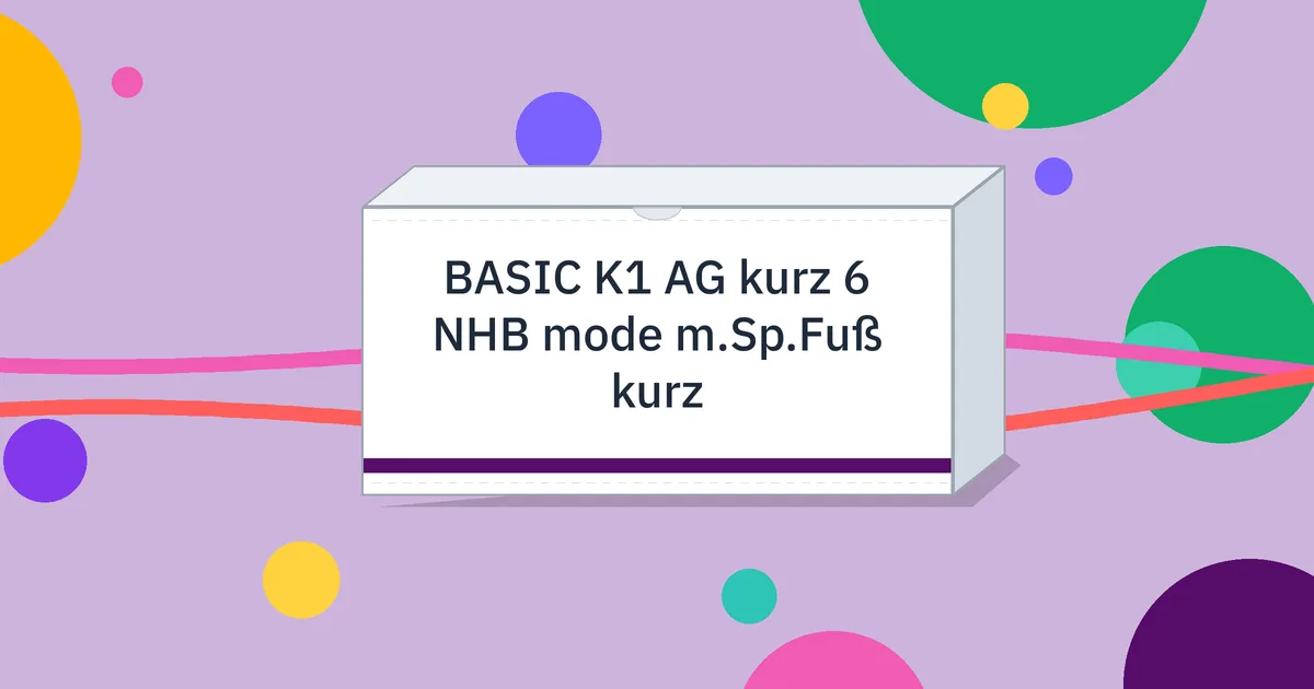 Symbolbild: Packung mit der Aufschrift BASIC K1 AG kurz 6 NHB mode m.Sp.Fuß kurz (PZN 20261978) – Verfügbarkeit und Bezug in Apotheken in Frankfurt am Main