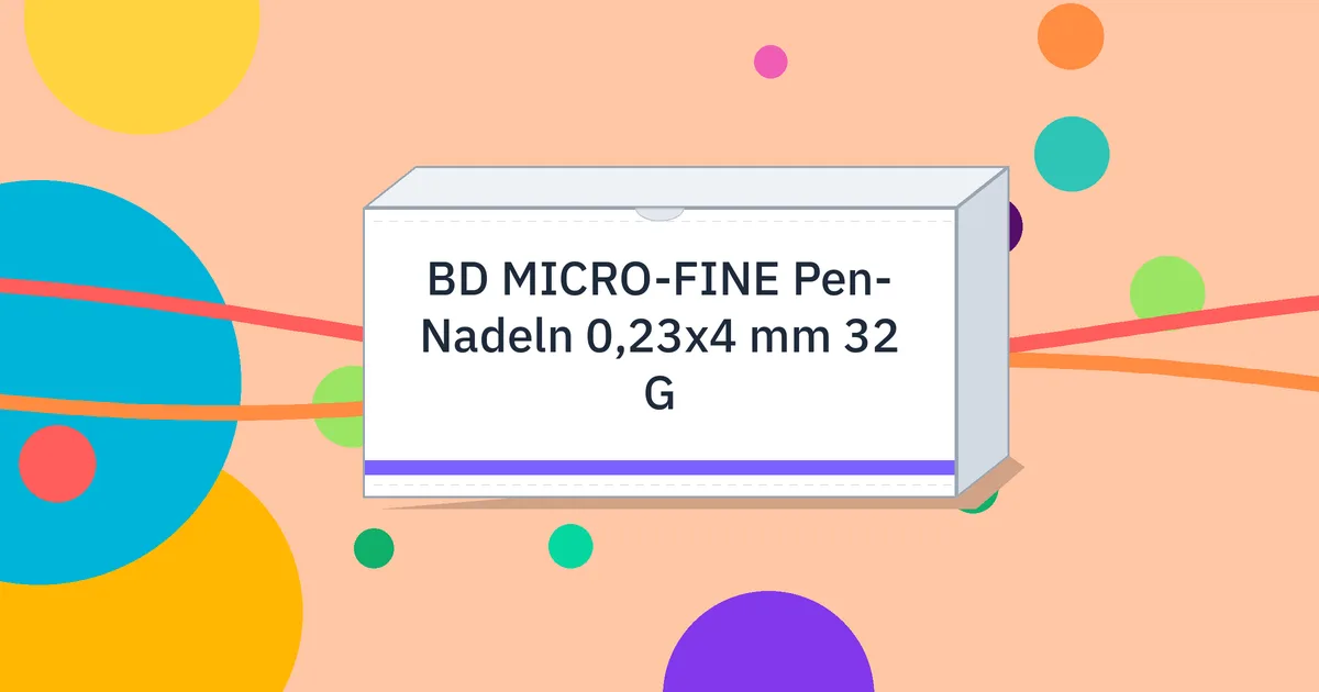 Symbolbild: Packung mit der Aufschrift BD MICRO-FINE Pen-Nadeln 0,23x4 mm 32 G (PZN 19640593) – Verfügbarkeit und Bezug in Apotheken in Frankfurt am Main