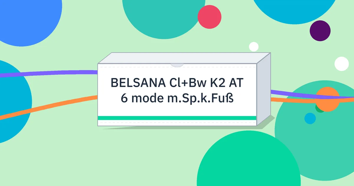 Symbolbild: Packung mit der Aufschrift BELSANA Cl+Bw K2 AT 6 mode m.Sp.k.Fuß (PZN 12253628) – Verfügbarkeit und Bezug in Apotheken in Frankfurt am Main