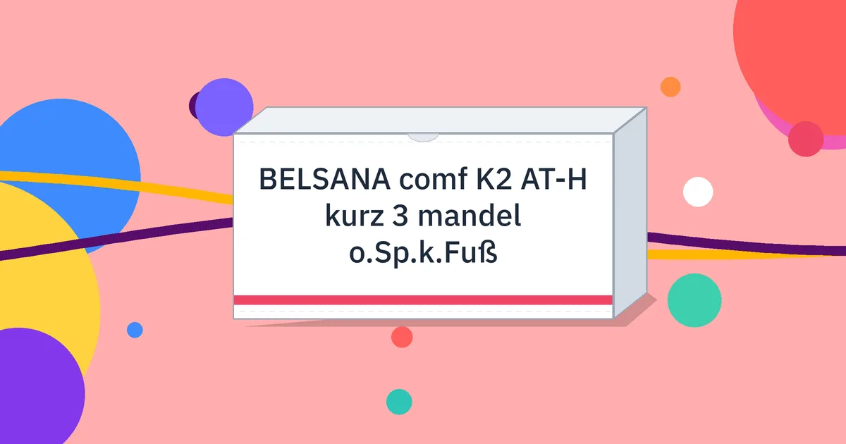 Symbolbild: Packung mit der Aufschrift BELSANA comf K2 AT-H kurz 3 mandel o.Sp.k.Fuß (PZN 12329544) – Verfügbarkeit und Bezug in Apotheken in Frankfurt am Main