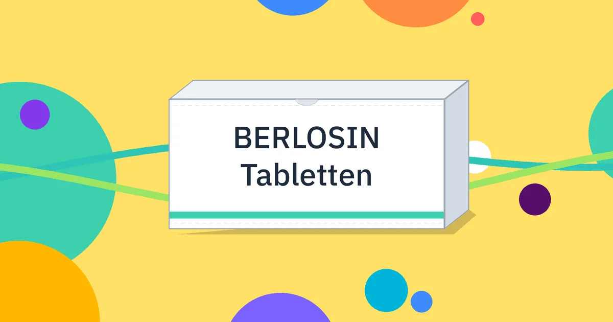 Symbolbild: Packung mit der Aufschrift BERLOSIN Tabletten (PZN 07210485) – Verfügbarkeit und Bezug in Apotheken in Frankfurt am Main