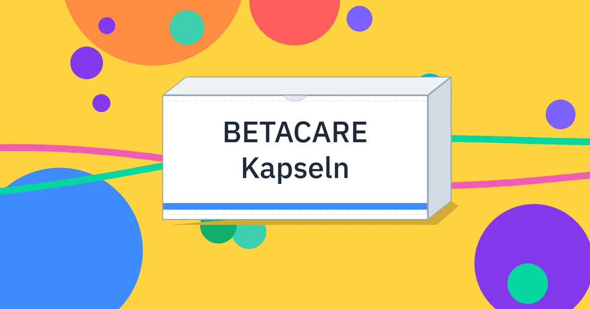 Symbolbild: Packung mit der Aufschrift BETACARE Kapseln (PZN 16680356) – Verfügbarkeit und Bezug in Apotheken in Frankfurt am Main