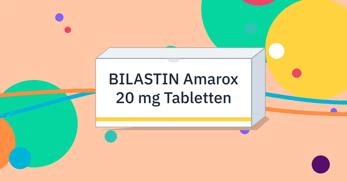Symbolbild: Packung mit der Aufschrift BILASTIN Amarox 20 mg Tabletten (PZN 20286435) – Verfügbarkeit und Bezug in Apotheken in Frankfurt am Main