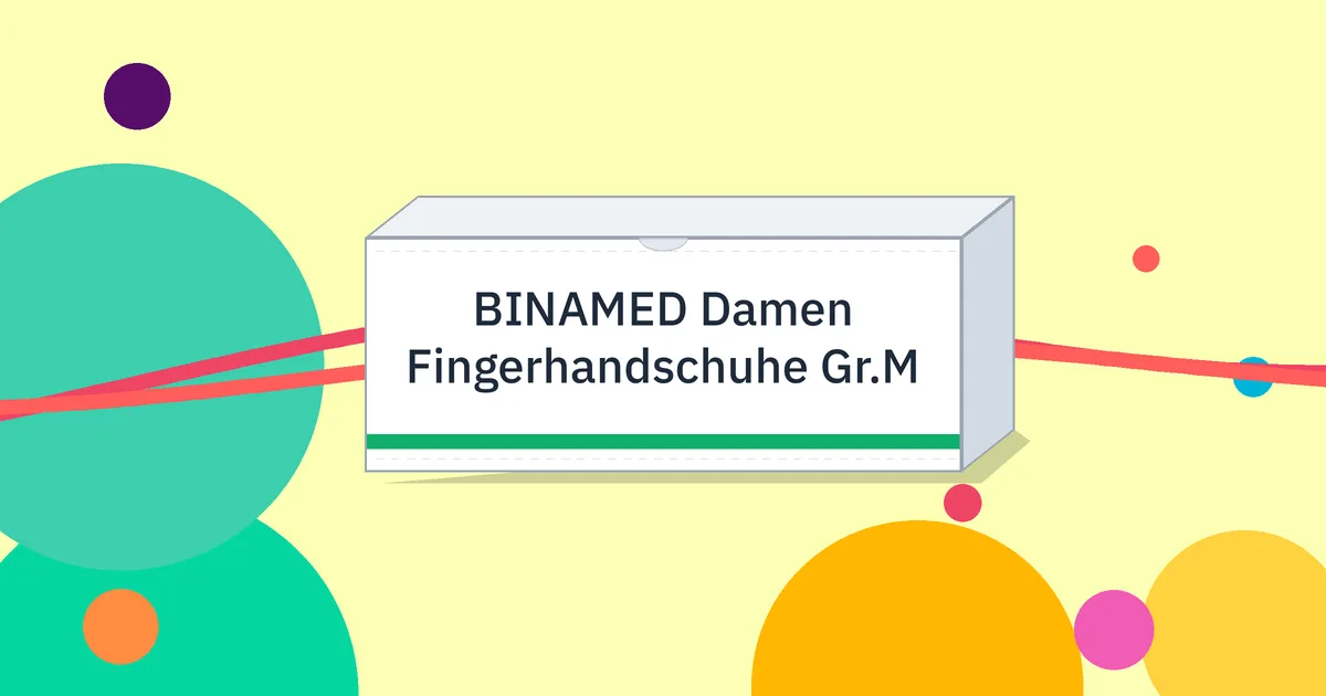 Symbolbild: Packung mit der Aufschrift BINAMED Damen Fingerhandschuhe Gr.M (PZN 03633042) – Verfügbarkeit und Bezug in Apotheken in Frankfurt am Main