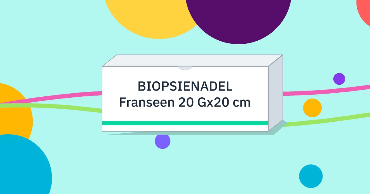 Symbolbild: Packung mit der Aufschrift BIOPSIENADEL Franseen 20 Gx20 cm (PZN 06771253) – Verfügbarkeit und Bezug in Apotheken in Frankfurt am Main