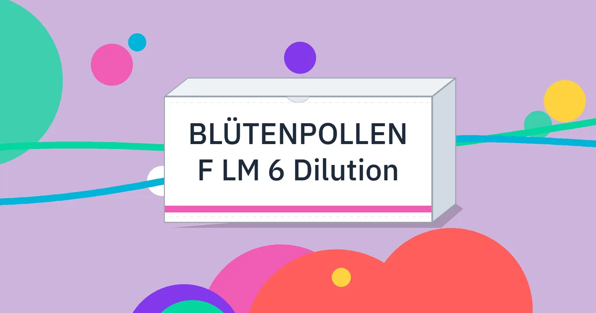 Symbolbild: Packung mit der Aufschrift BLÜTENPOLLEN F LM 6 Dilution (PZN 09650426) – Verfügbarkeit und Bezug in Apotheken in Frankfurt am Main