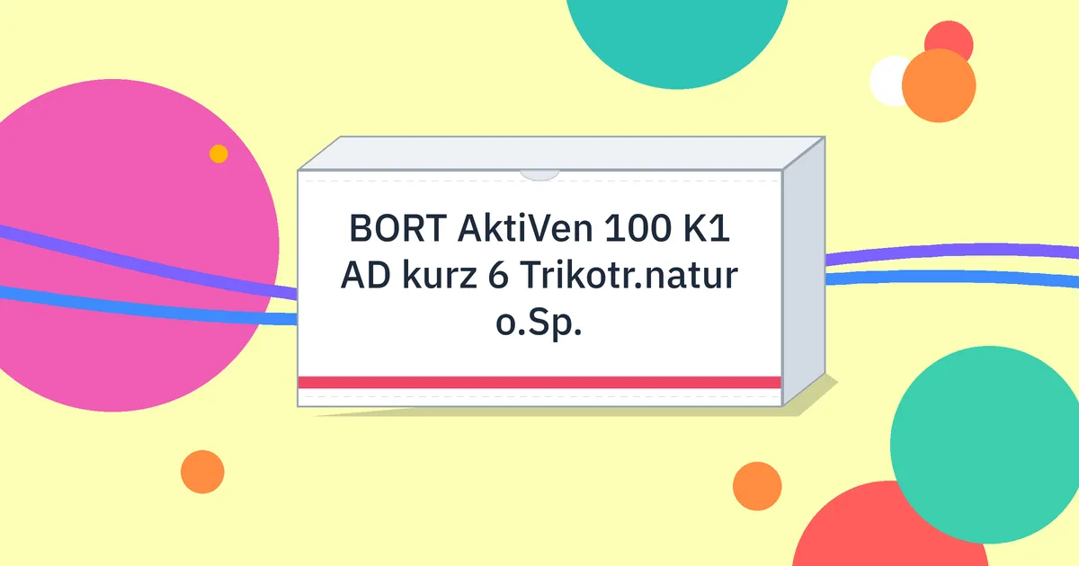 Symbolbild: Packung mit der Aufschrift BORT AktiVen 100 K1 AD kurz 6 Trikotr.natur o.Sp. (PZN 13726081) – Verfügbarkeit und Bezug in Apotheken in Frankfurt am Main