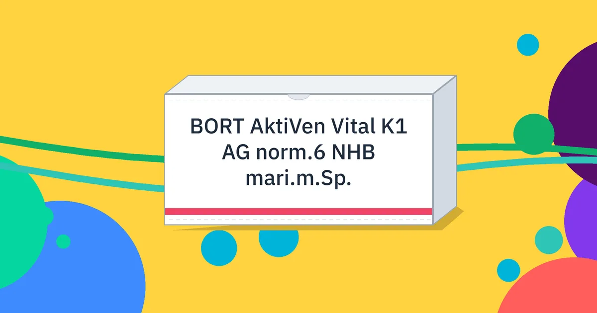 Symbolbild: Packung mit der Aufschrift BORT AktiVen Vital K1 AG norm.6 NHB mari.m.Sp. (PZN 13732466) – Verfügbarkeit und Bezug in Apotheken in Frankfurt am Main