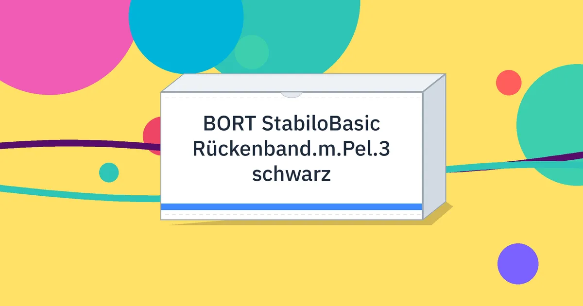 Symbolbild: Packung mit der Aufschrift BORT StabiloBasic Rückenband.m.Pel.3 schwarz (PZN 02746666) – Verfügbarkeit und Bezug in Apotheken in Frankfurt am Main