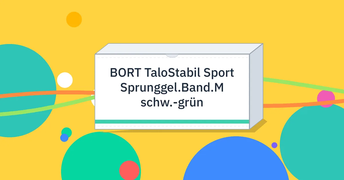 Symbolbild: Packung mit der Aufschrift BORT TaloStabil Sport Sprunggel.Band.M schw.-grün (PZN 10207802) – Verfügbarkeit und Bezug in Apotheken in Frankfurt am Main