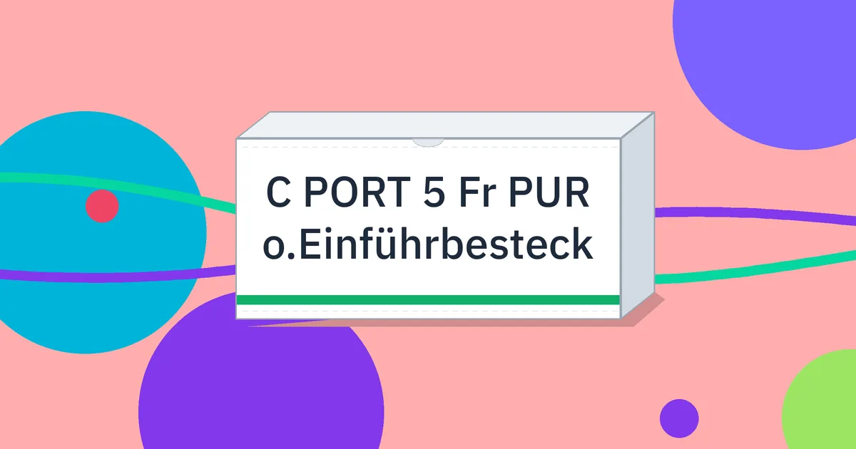 Symbolbild: Packung mit der Aufschrift C PORT 5 Fr PUR o.Einführbesteck (PZN 07654101) – Verfügbarkeit und Bezug in Apotheken in Frankfurt am Main