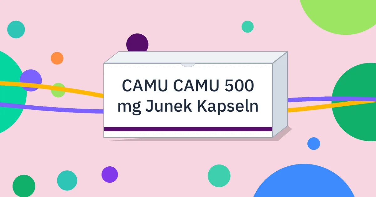 Symbolbild: Packung mit der Aufschrift CAMU CAMU 500 mg Junek Kapseln (PZN 00136662) – Verfügbarkeit und Bezug in Apotheken in Frankfurt am Main