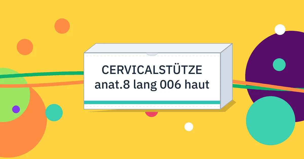 Symbolbild: Packung mit der Aufschrift CERVICALSTÜTZE anat.8 lang 006 haut (PZN 08895545) – Verfügbarkeit und Bezug in Apotheken in Frankfurt am Main