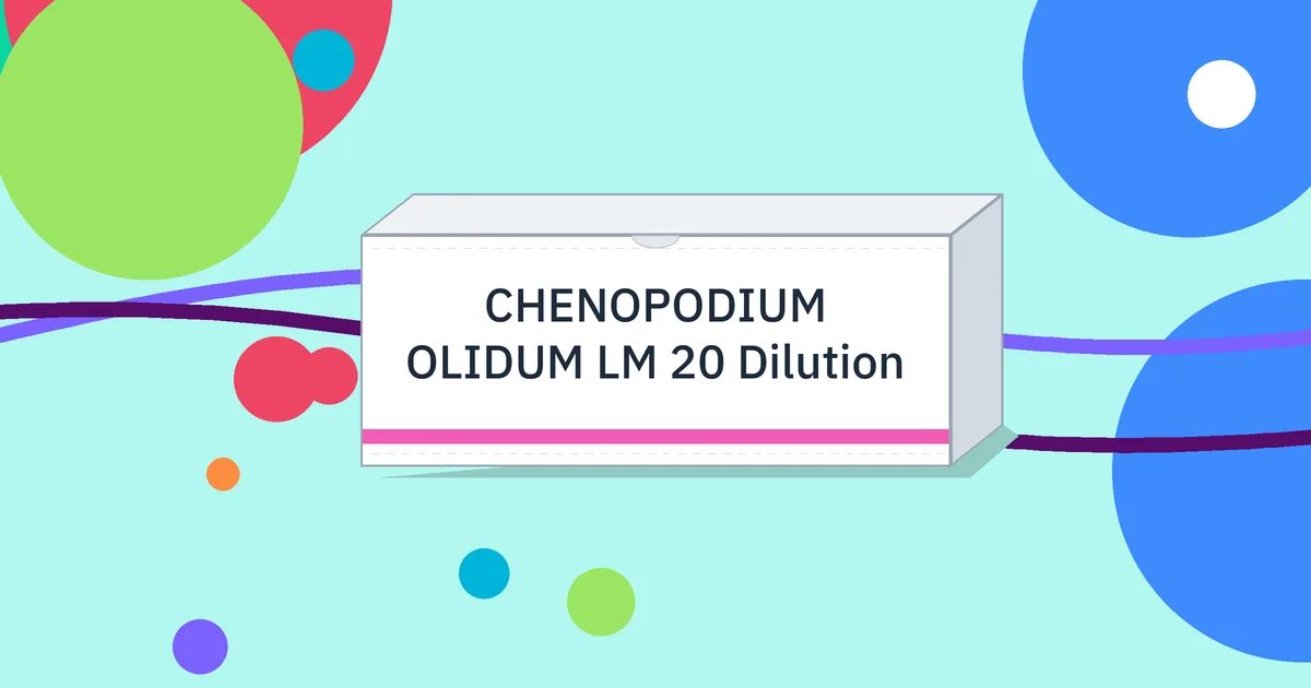 Symbolbild: Packung mit der Aufschrift CHENOPODIUM OLIDUM LM 20 Dilution (PZN 13441409) – Verfügbarkeit und Bezug in Apotheken in Frankfurt am Main