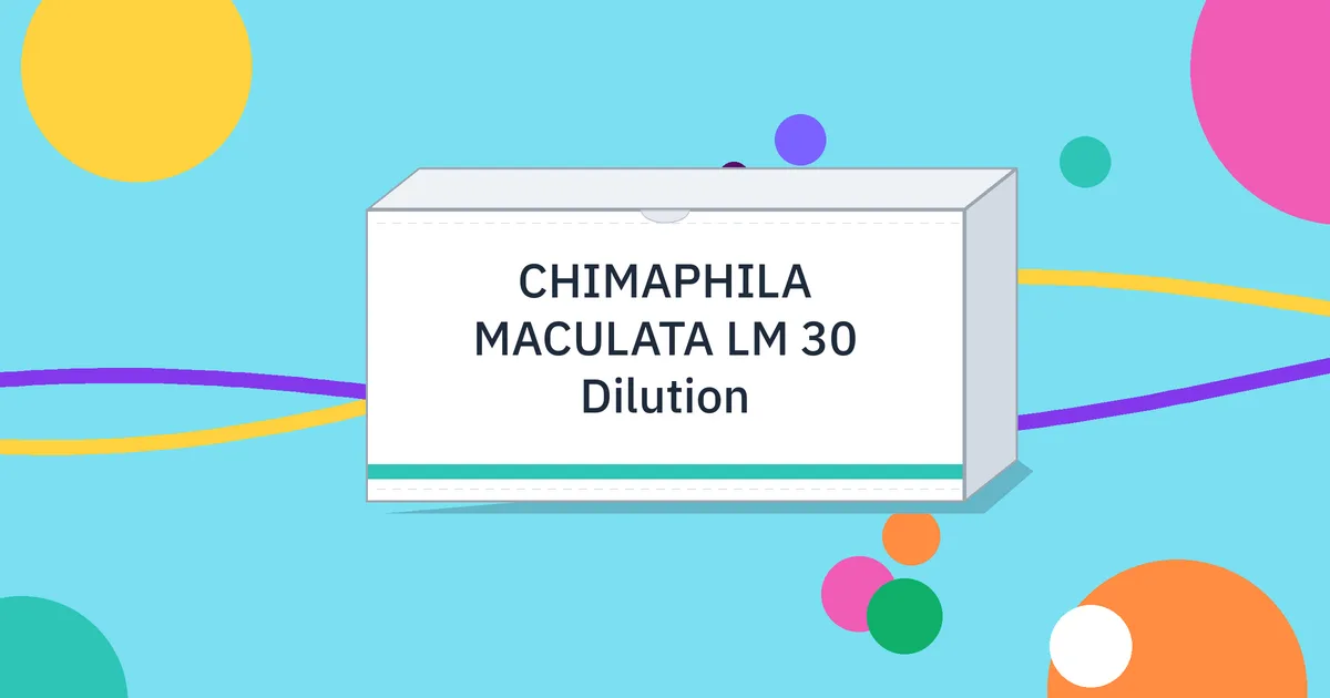 Symbolbild: Packung mit der Aufschrift CHIMAPHILA MACULATA LM 30 Dilution (PZN 13441993) – Verfügbarkeit und Bezug in Apotheken in Frankfurt am Main