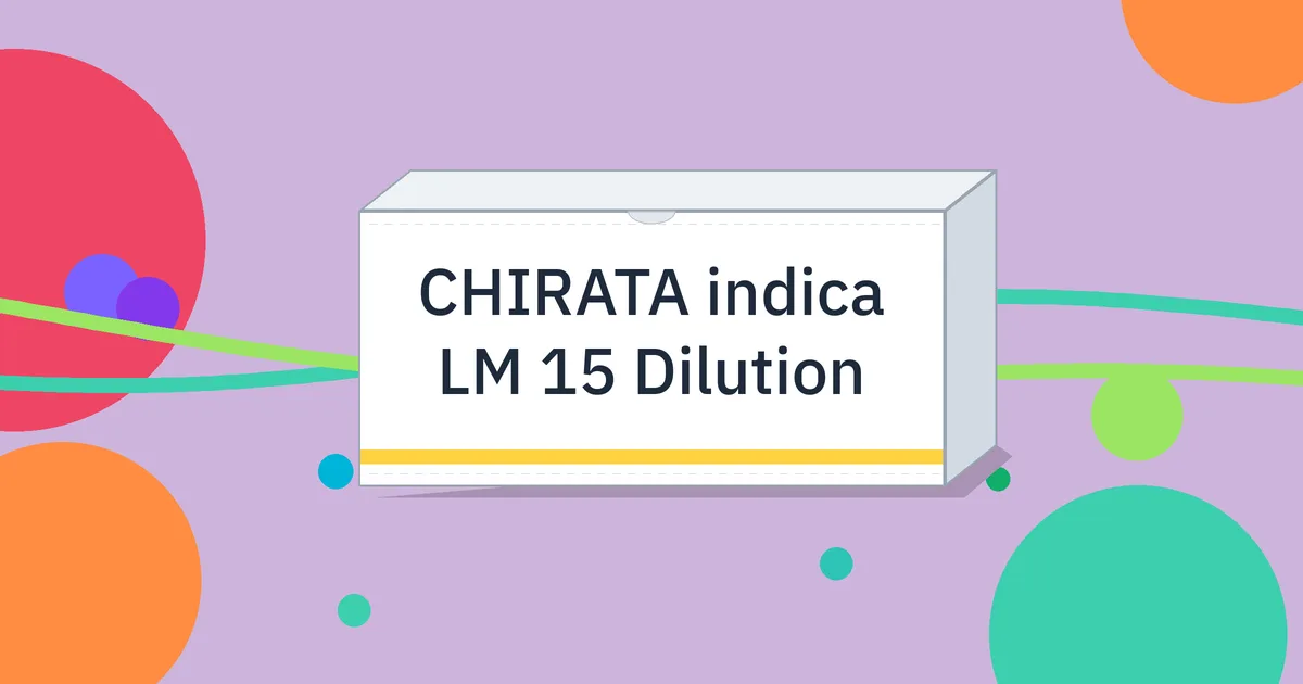 Symbolbild: Packung mit der Aufschrift CHIRATA indica LM 15 Dilution (PZN 13443638) – Verfügbarkeit und Bezug in Apotheken in Frankfurt am Main