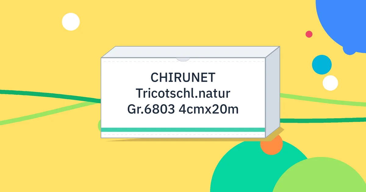 Symbolbild: Packung mit der Aufschrift CHIRUNET Tricotschl.natur Gr.6803 4cmx20m (PZN 08536740) – Verfügbarkeit und Bezug in Apotheken in Frankfurt am Main