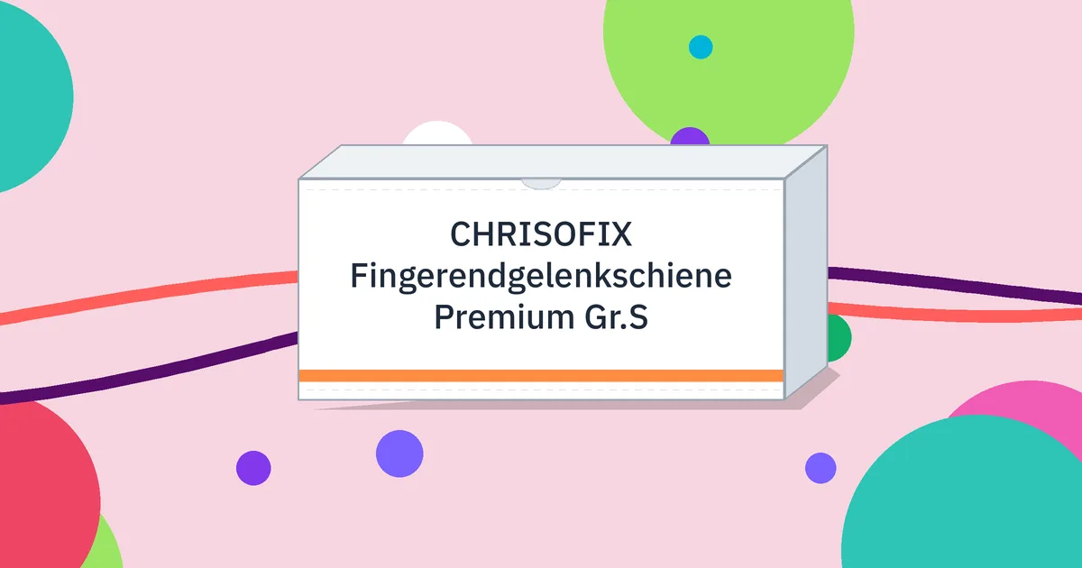 Symbolbild: Packung mit der Aufschrift CHRISOFIX Fingerendgelenkschiene Premium Gr.S (PZN 18172859) – Verfügbarkeit und Bezug in Apotheken in Frankfurt am Main