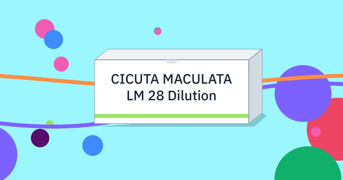 Symbolbild: Packung mit der Aufschrift CICUTA MACULATA LM 28 Dilution (PZN 12818444) – Verfügbarkeit und Bezug in Apotheken in Frankfurt am Main
