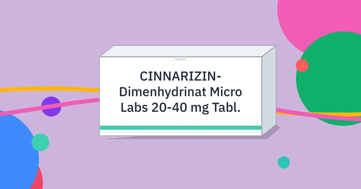 Symbolbild: Packung mit der Aufschrift CINNARIZIN-Dimenhydrinat Micro Labs 20-40 mg Tabl. (PZN 18491257) – Verfügbarkeit und Bezug in Apotheken in Frankfurt am Main