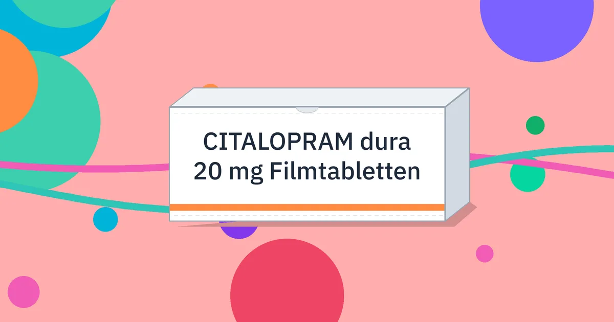 Symbolbild: Packung mit der Aufschrift CITALOPRAM dura 20 mg Filmtabletten (PZN 04220336) – Verfügbarkeit und Bezug in Apotheken in Frankfurt am Main