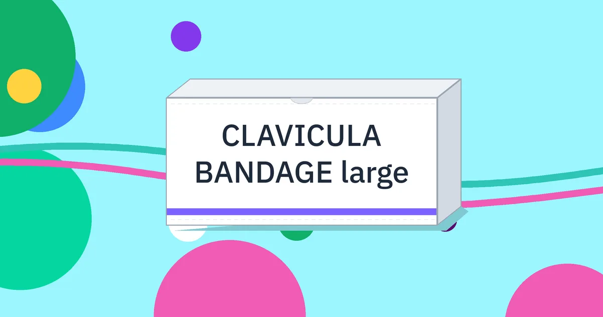 Symbolbild: Packung mit der Aufschrift CLAVICULA BANDAGE large (PZN 07094493) – Verfügbarkeit und Bezug in Apotheken in Frankfurt am Main