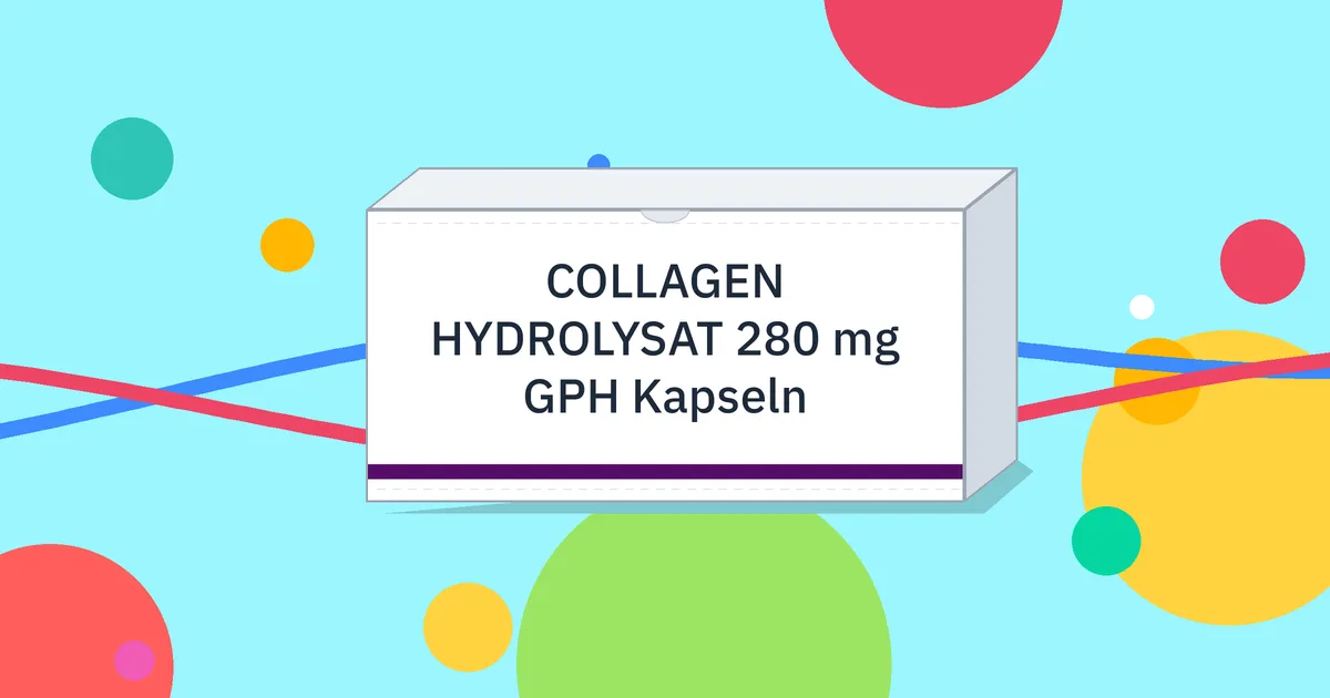 Symbolbild: Packung mit der Aufschrift COLLAGEN HYDROLYSAT 280 mg GPH Kapseln (PZN 09324135) – Verfügbarkeit und Bezug in Apotheken in Frankfurt am Main
