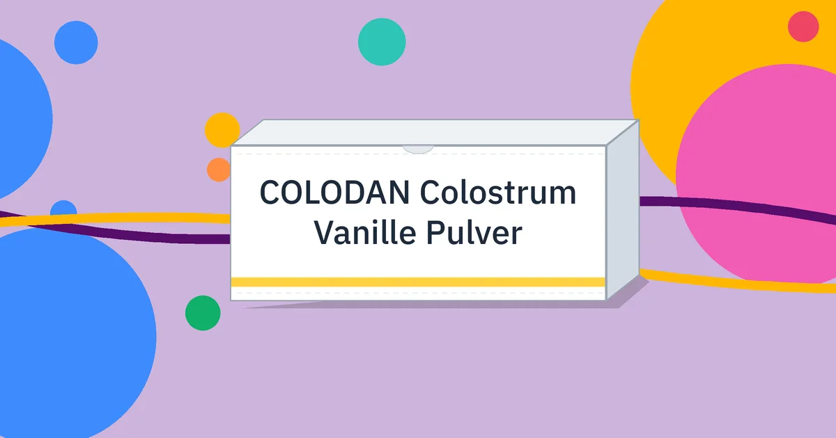 Symbolbild: Packung mit der Aufschrift COLODAN Colostrum Vanille Pulver (PZN 13595733) – Verfügbarkeit und Bezug in Apotheken in Frankfurt am Main