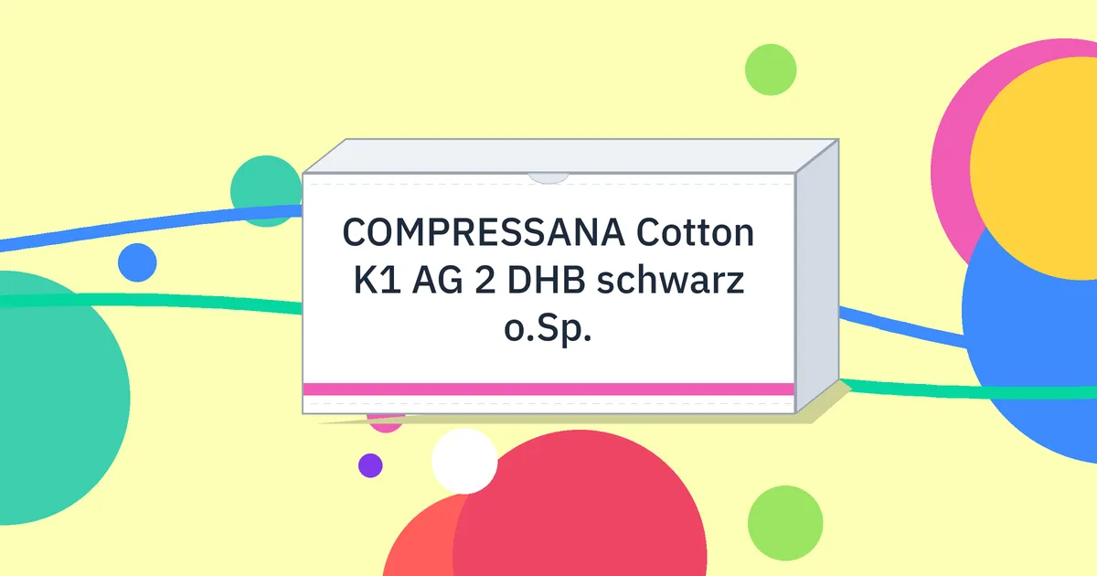 Symbolbild: Packung mit der Aufschrift COMPRESSANA Cotton K1 AG 2 DHB schwarz o.Sp. (PZN 11392925) – Verfügbarkeit und Bezug in Apotheken in Frankfurt am Main
