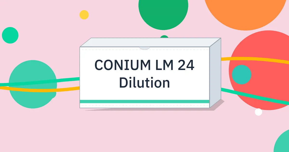 Symbolbild: Packung mit der Aufschrift CONIUM LM 24 Dilution (PZN 12833194) – Verfügbarkeit und Bezug in Apotheken in Frankfurt am Main