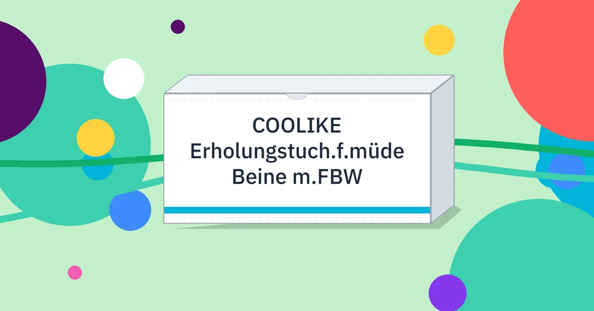Symbolbild: Packung mit der Aufschrift COOLIKE Erholungstuch.f.müde Beine m.FBW (PZN 01417127) – Verfügbarkeit und Bezug in Apotheken in Frankfurt am Main