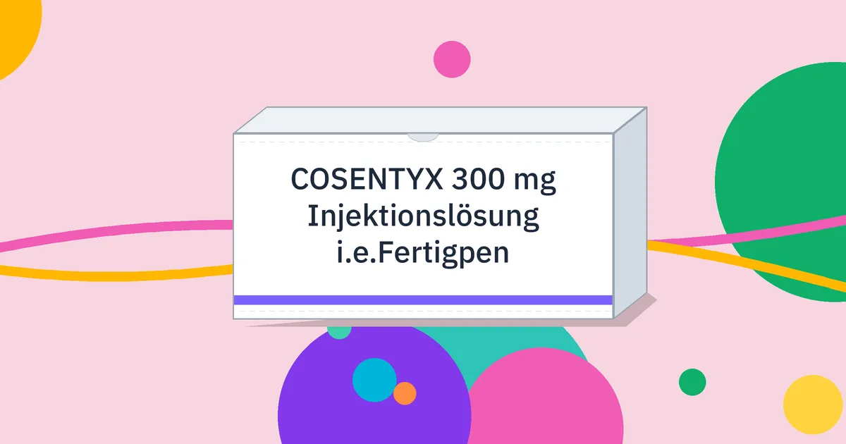 Symbolbild: Packung mit der Aufschrift COSENTYX 300 mg Injektionslösung i.e.Fertigpen (PZN 18822085) – Verfügbarkeit und Bezug in Apotheken in Frankfurt am Main