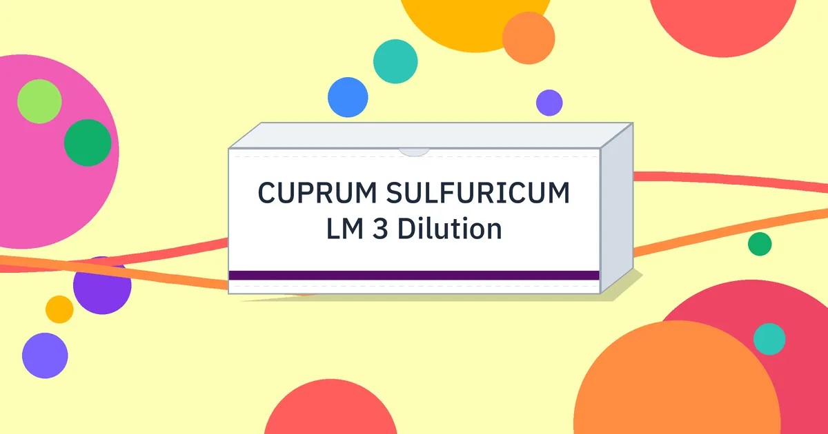 Symbolbild: Packung mit der Aufschrift CUPRUM SULFURICUM LM 3 Dilution (PZN 12838949) – Verfügbarkeit und Bezug in Apotheken in Frankfurt am Main